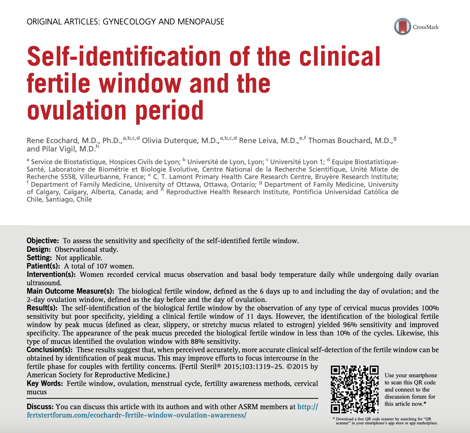 Self-identification of the Clinical Fertile Window and the Ovulation ...